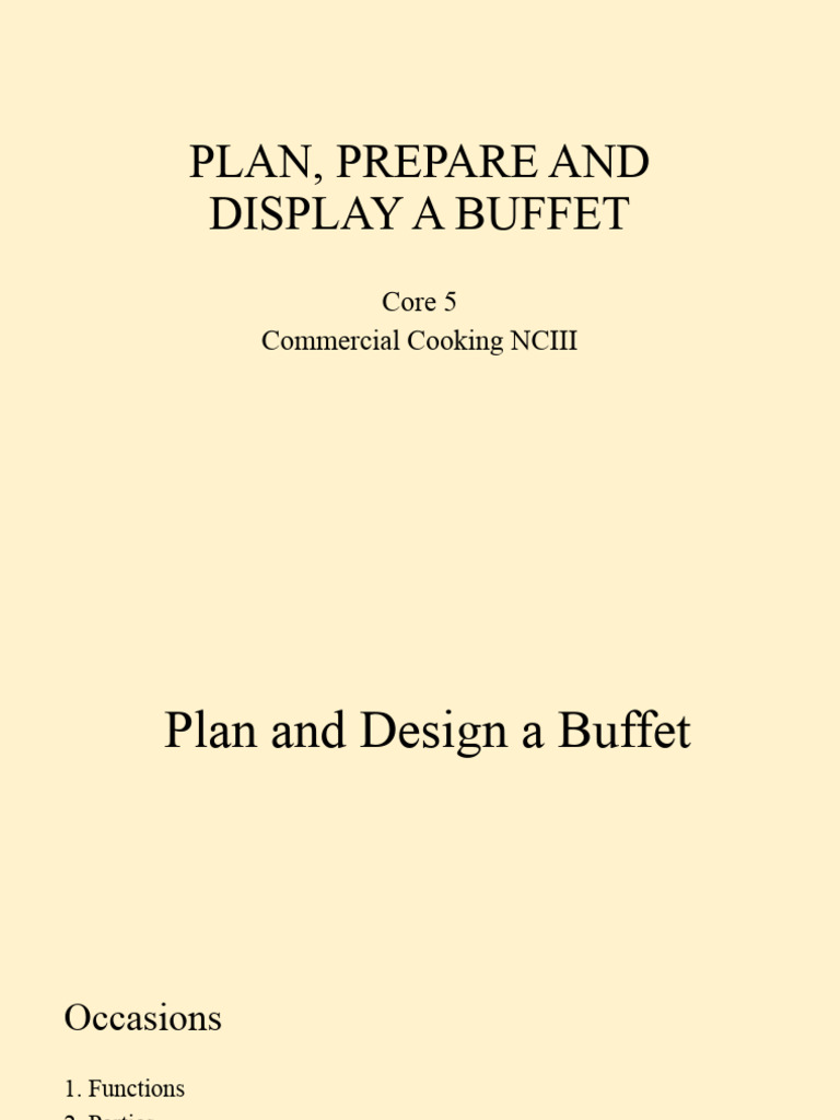 Plan, Prepare and Display a Buffet | PDF | Tableware | Foodborne Illness