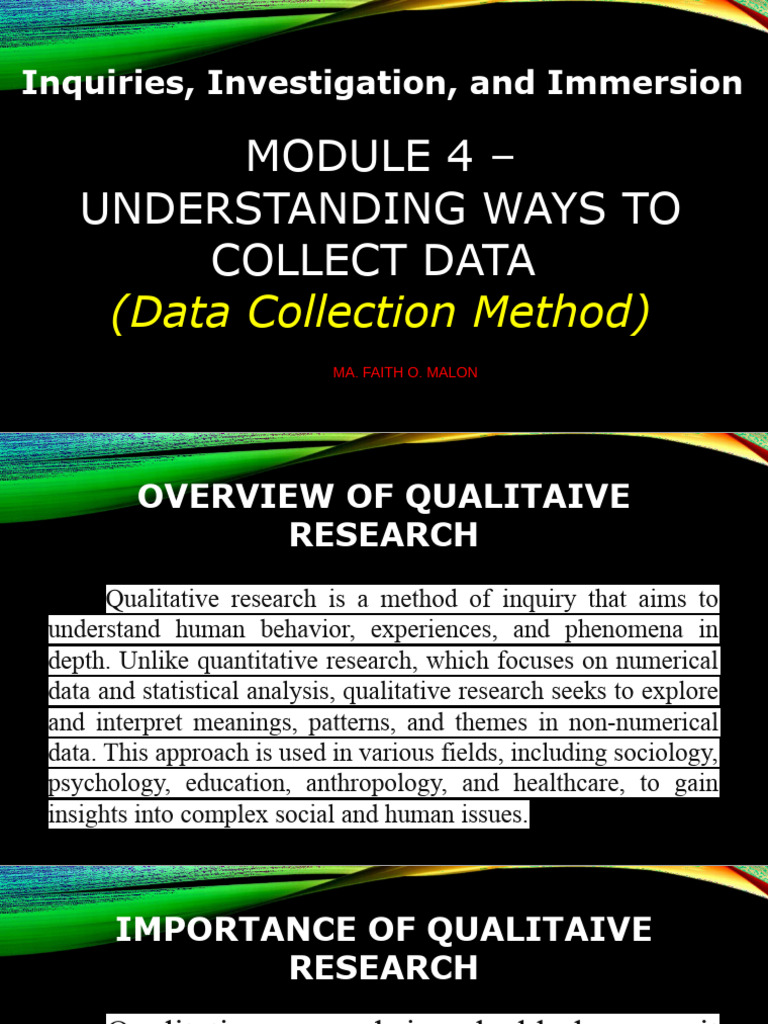 ppt-Q4-Module-4 Understanding Ways To Collect Data (DATA COLLECTION METHOD) | PDF | Qualitative ...
