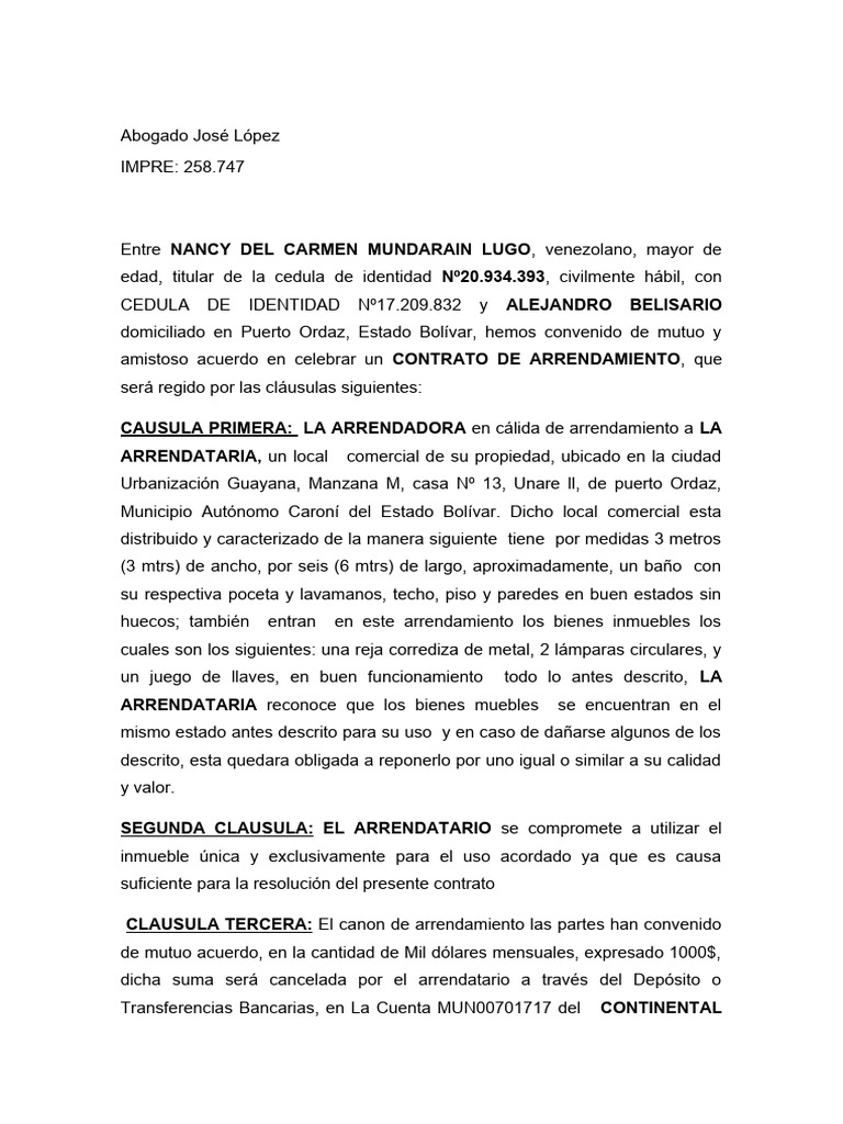 Copia de Contrato de Arrendamiento Nancy y Alejandro | PDF
