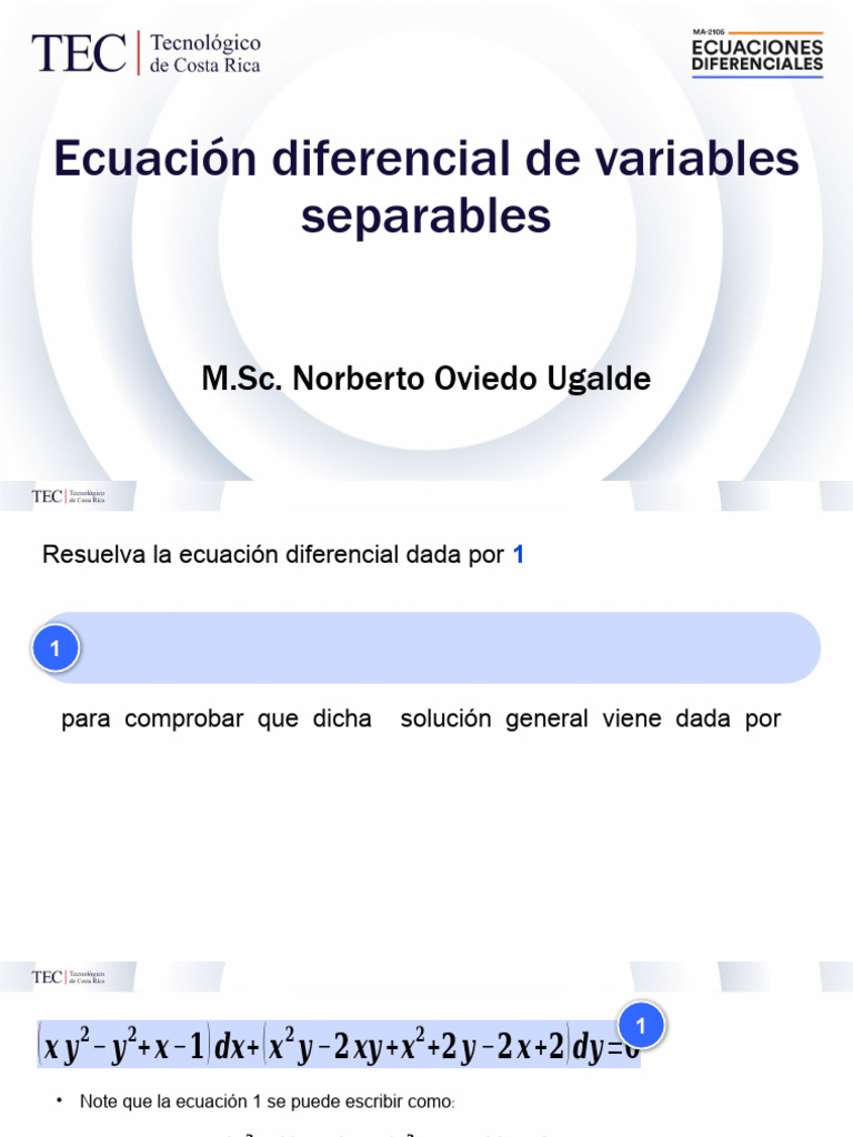 Ecuacion Diferencial De Variables Separables Pdf
