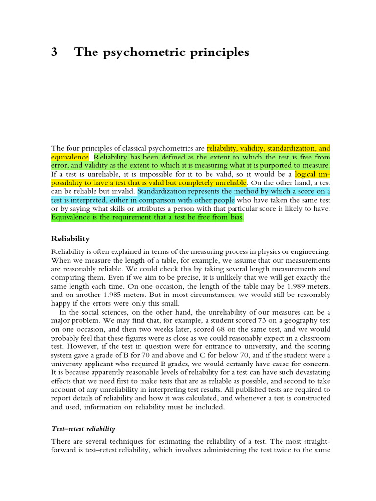 Reading 03 Psychometric Principles | PDF | Validity (Statistics ...