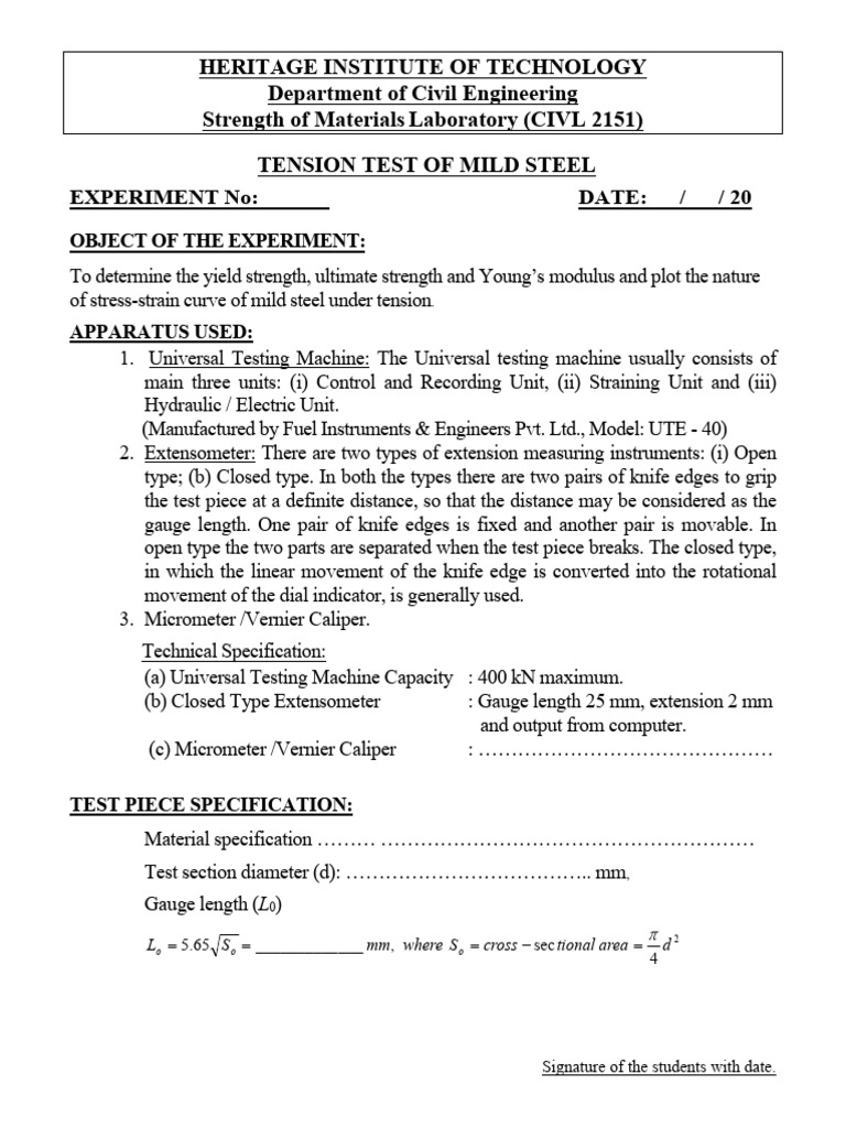 Tensile Test - UTM | Download Free PDF | Deformation (Engineering ...