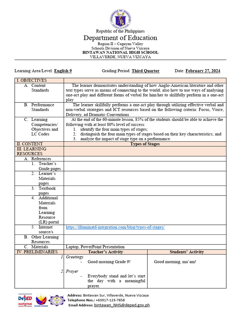 Types of Stages (02!27!2024) | PDF | Classroom | Learning