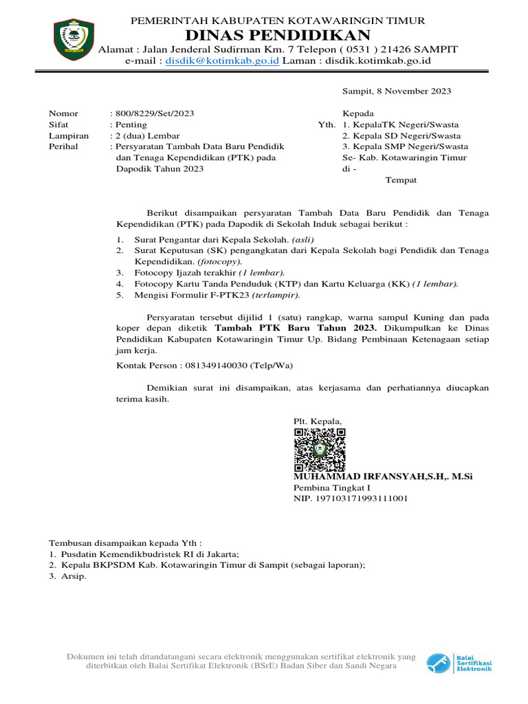 SE Dan Form Tambah PTK Baru 2023 | PDF