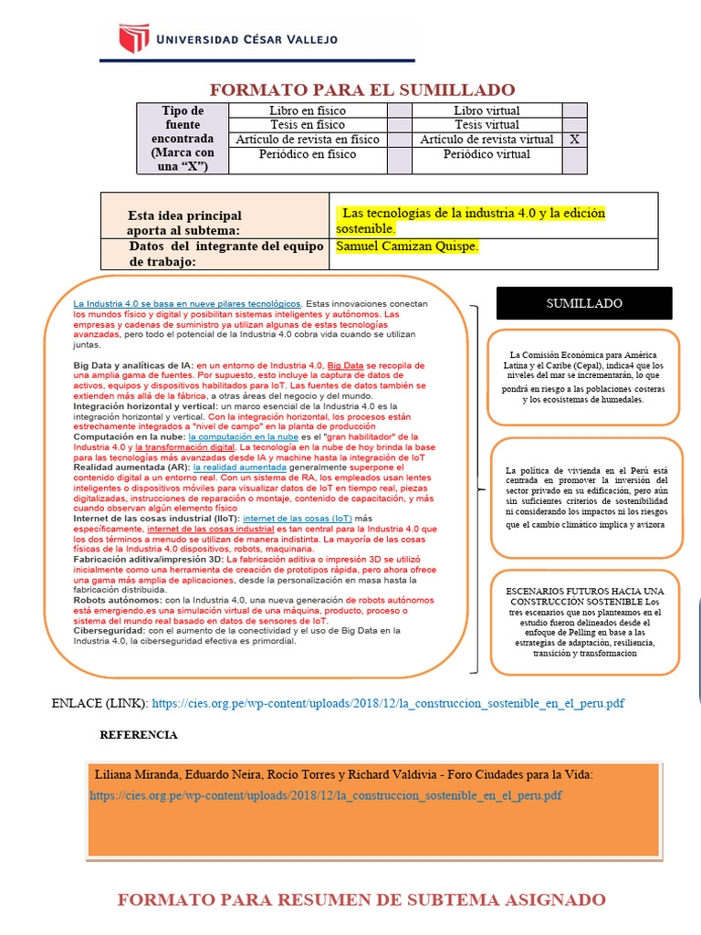Formato Individual de - Samuel Camizan | PDF | Internet de las Cosas | Impresión 3d