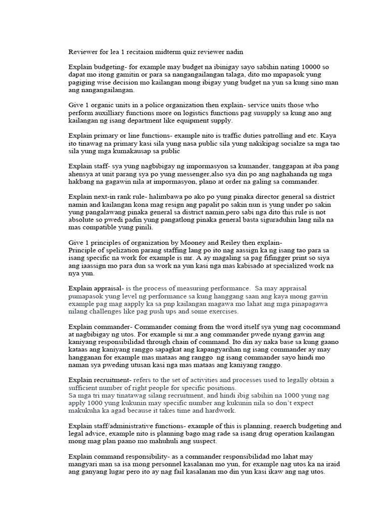 Reviewer For Lea 1 Recitaion Midterm Quiz Reviewer | PDF