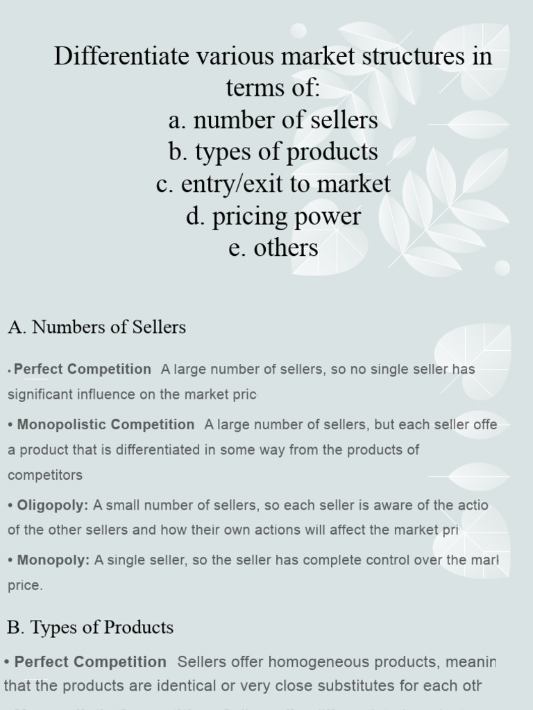 Differentiate Various Market Structures in Terms of | PDF | Profit ...