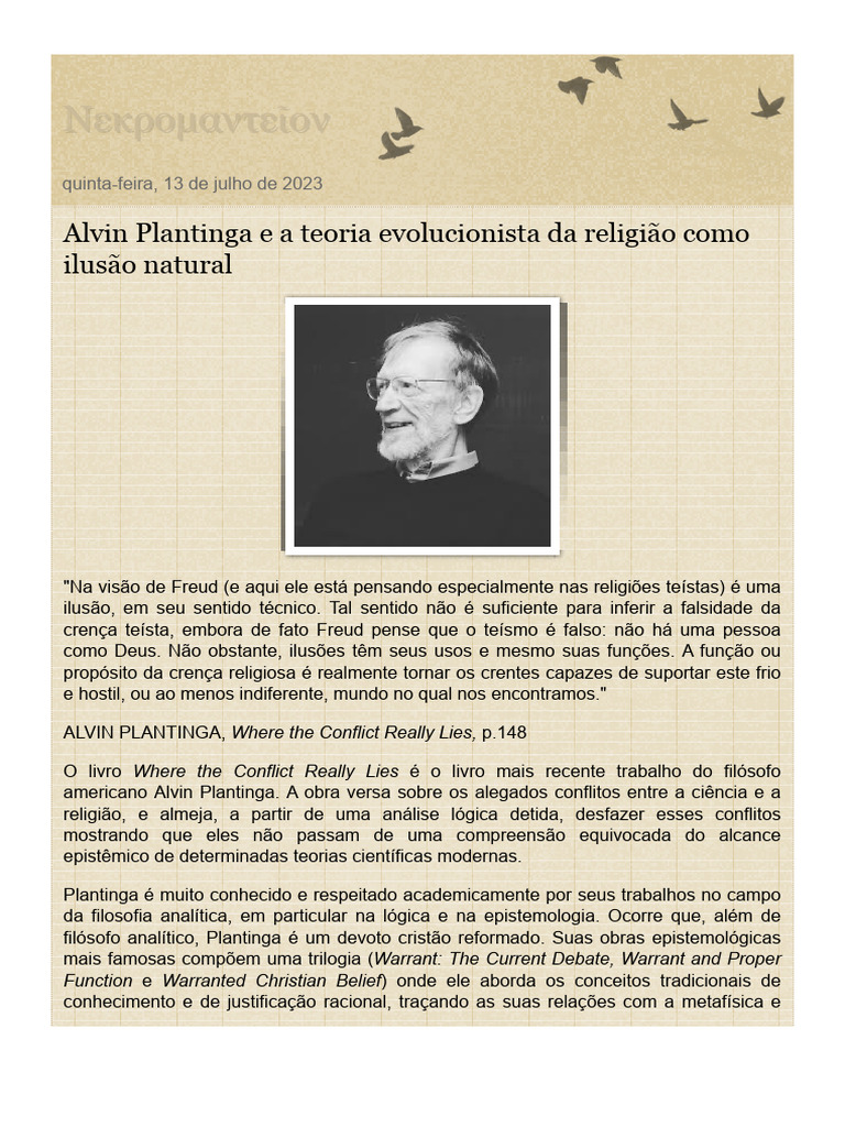 Νεκρομαντεῖον- Alvin Plantinga e a teoria evolucionista da religião ...