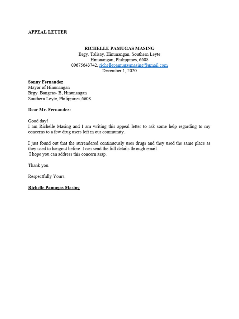 Odang Nstp Appeal Letter | PDF