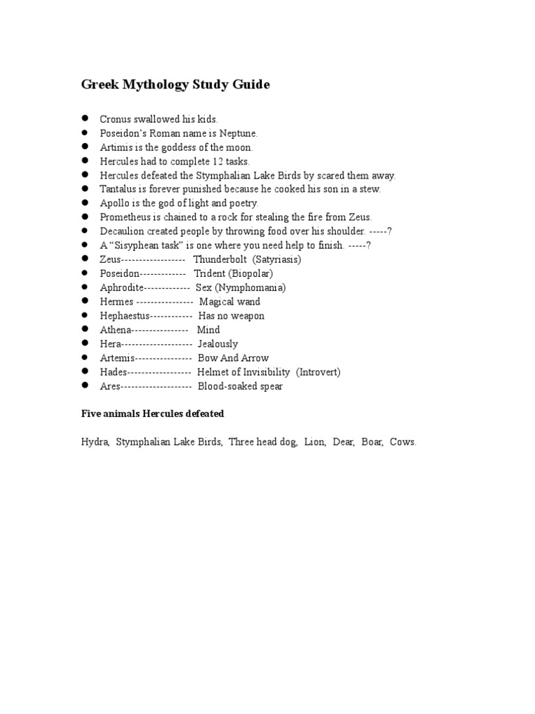 Greek Mythology Key Concepts Guide | PDF | Young Adult