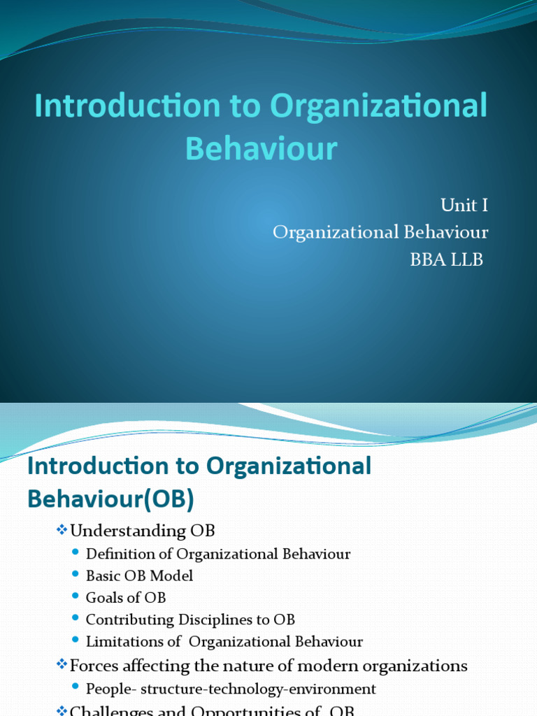 OB1 Introduction To Organizational Behaviour V1.0 | PDF | Organizational Behavior | Society