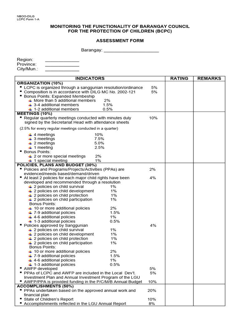 BCPC Functionality Form (LCPC Form 1-A) | PDF | Economies
