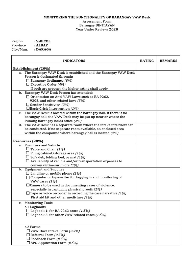 BVAWDesk Functionality Assessment Form | Download Free PDF | Desk
