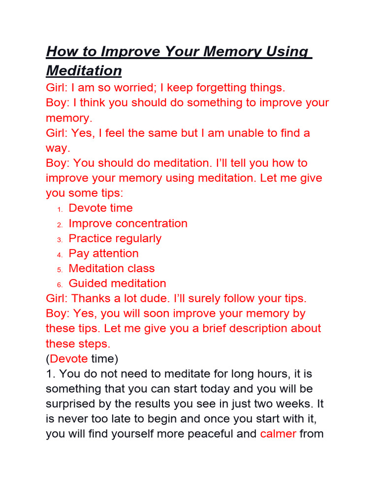 How To Improve Your Memory Using Meditation | PDF | Meditation
