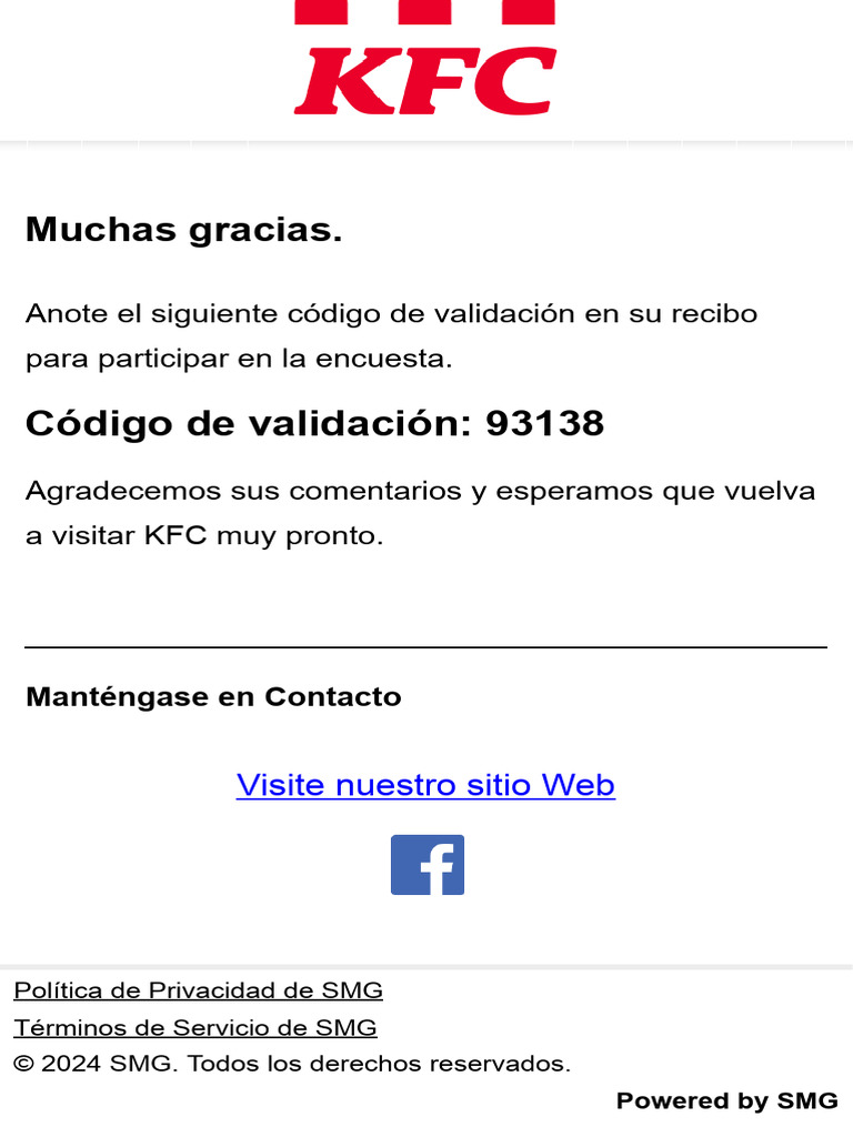KFC México Guest Experience Survey - Muchas Graci… | PDF