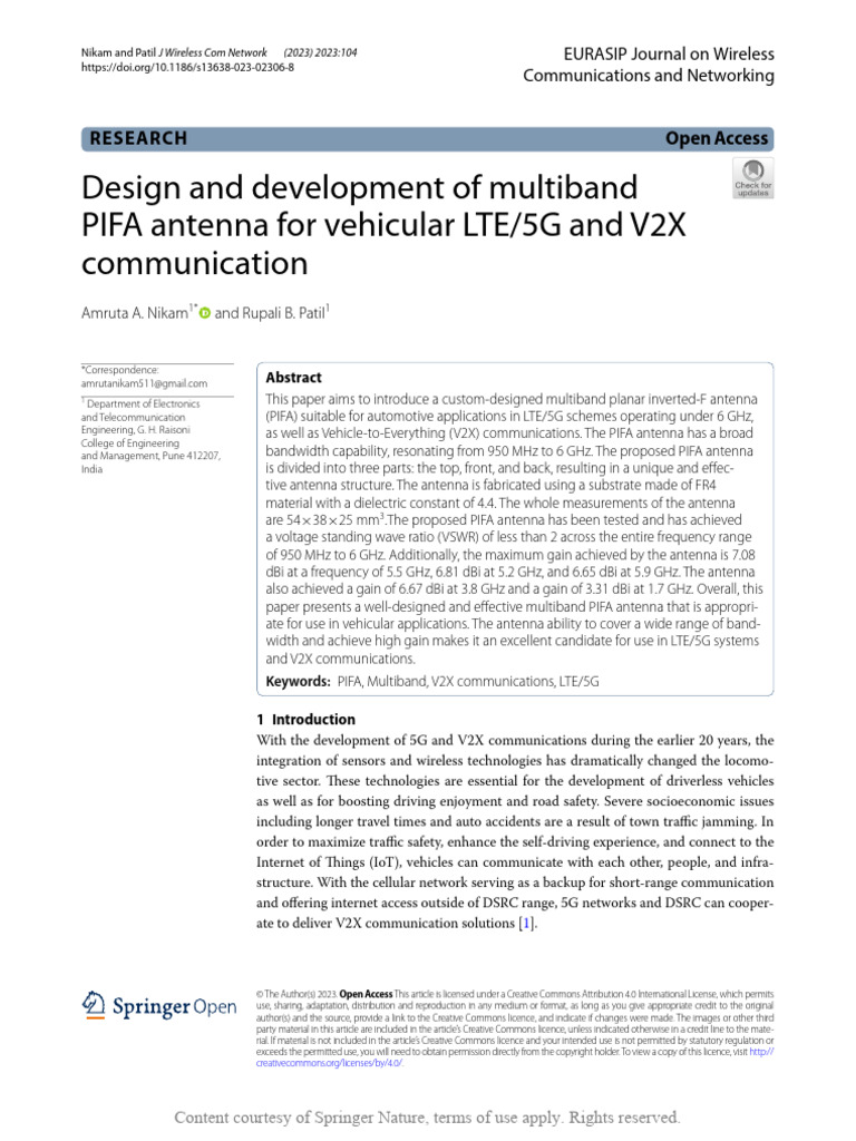 Design and Development of Multiband PIFA Antenna F | PDF | Antenna ...