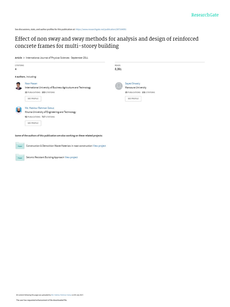 Sway and No Sway Analysis | PDF | Concrete | Beam (Structure)
