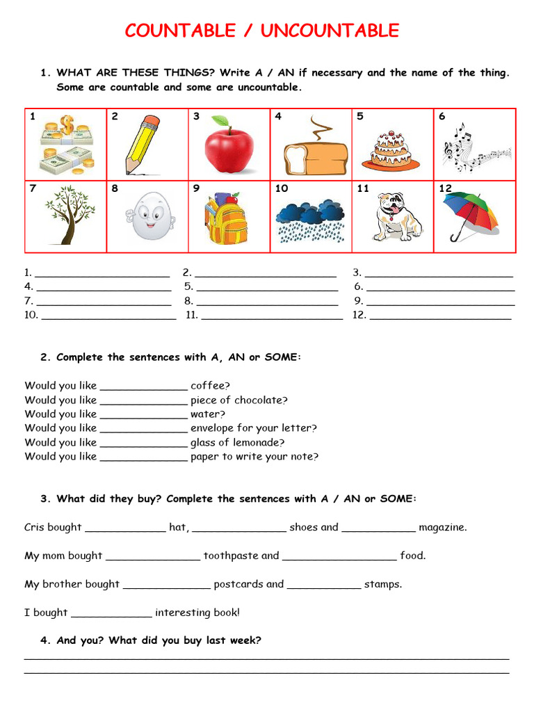 Daily exercise non count nouns and count nouns | PDF | Salad | Foods