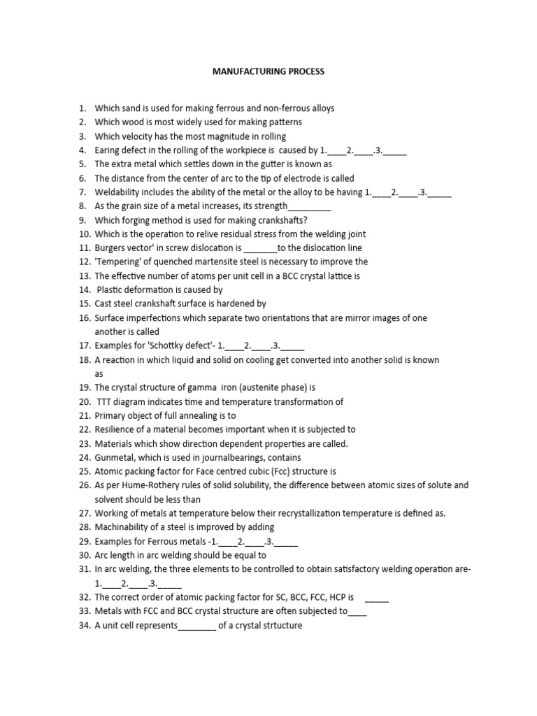 MANUFACTURING PROCESS | PDF | Crystal Structure | Metals