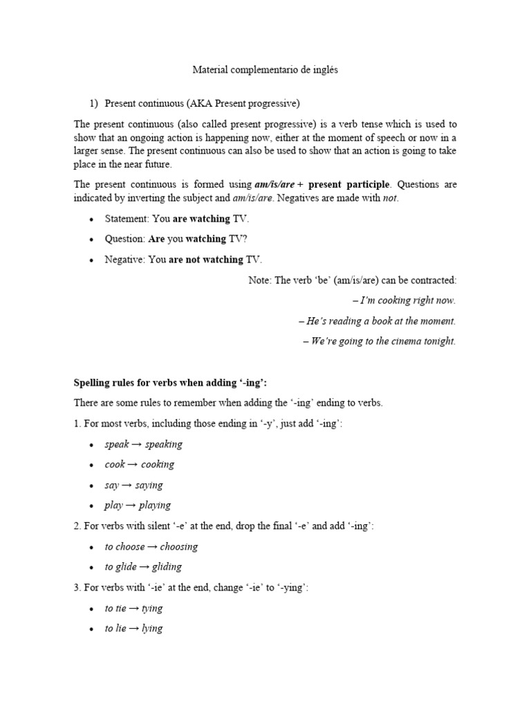 Material Complementario de Inglés (Clase 21.05) | PDF | Subject (Grammar) | Verb