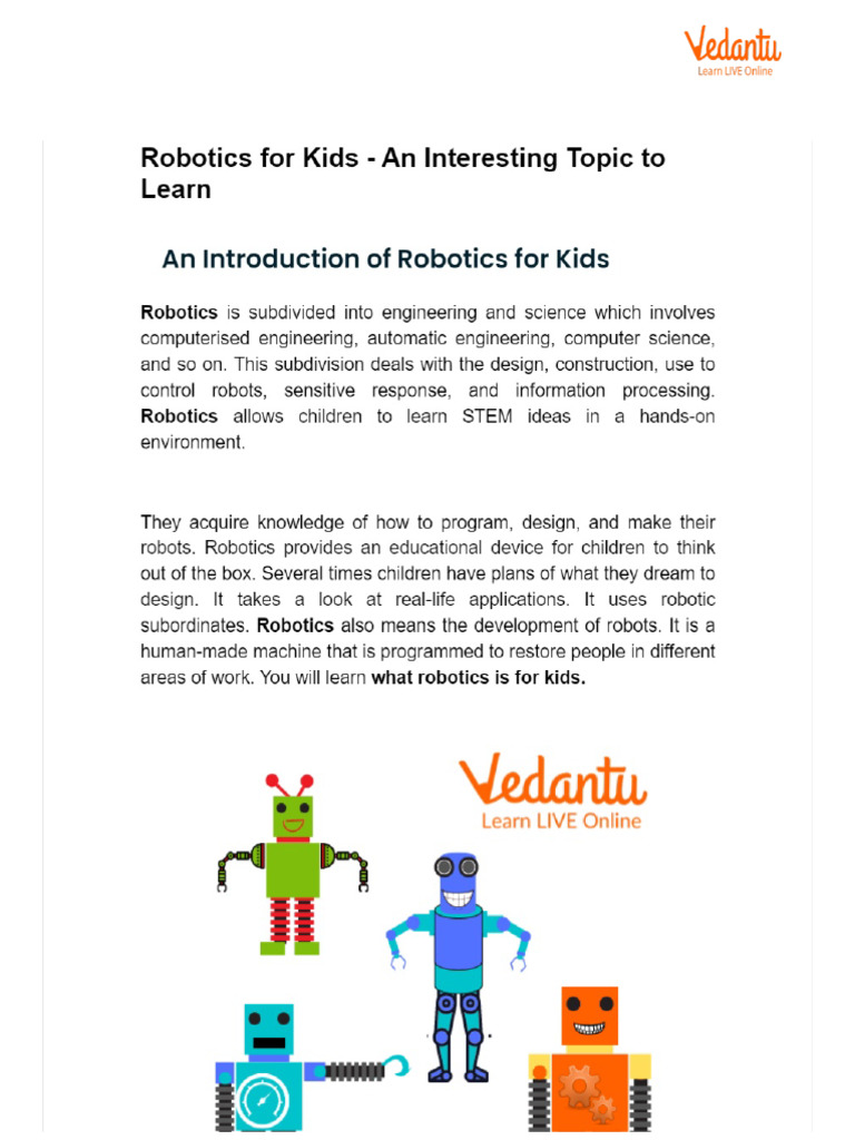 Robotics For Kids - An Interesting Topic To Learn | PDF