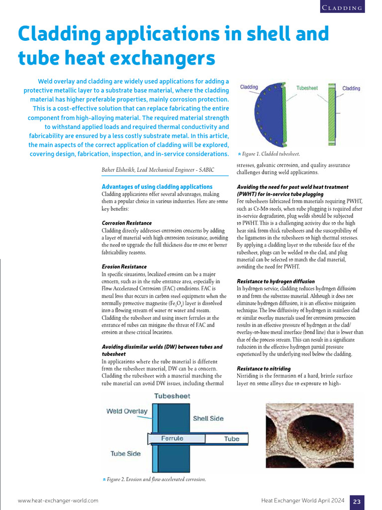 Cladding in Heat Exchanger_Baher | PDF | Pipe (Fluid Conveyance ...