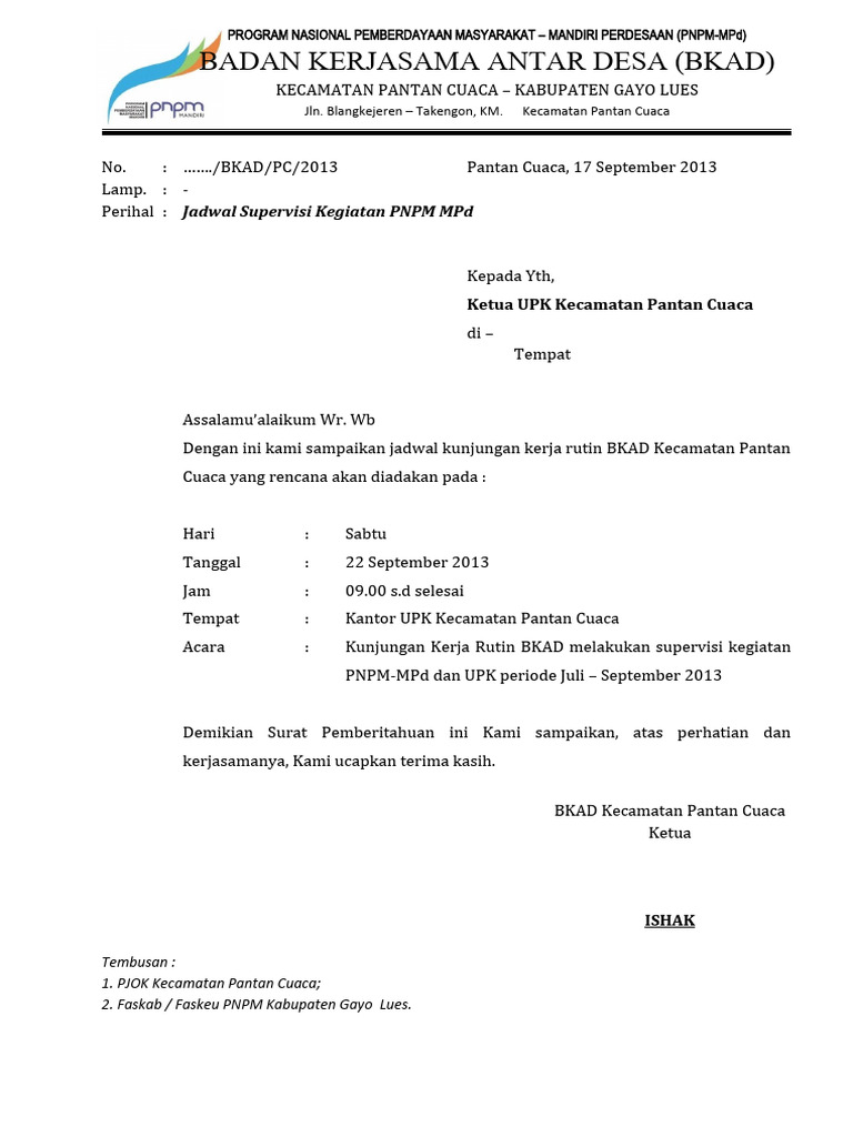 Surat BKAD PC | PDF