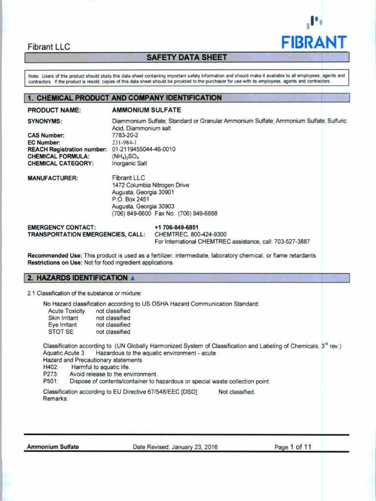 Fibrant AS SDS | PDF