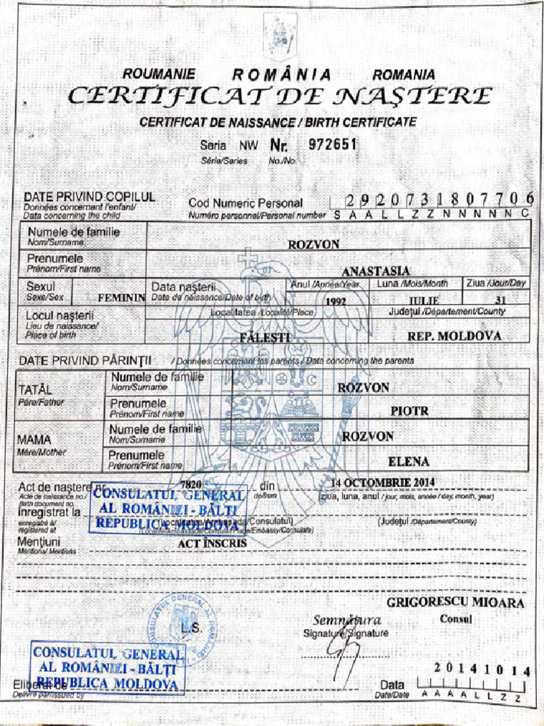 Certificat de Nastere Candidat | PDF