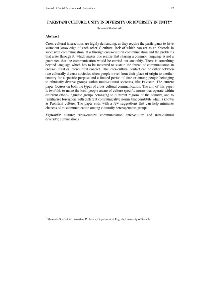 PAKISTANI+CULTURE_+UNITY+IN+DIVERSITY+OR+DIVERSITY+IN+UNITY_ | PDF | Cross Cultural ...
