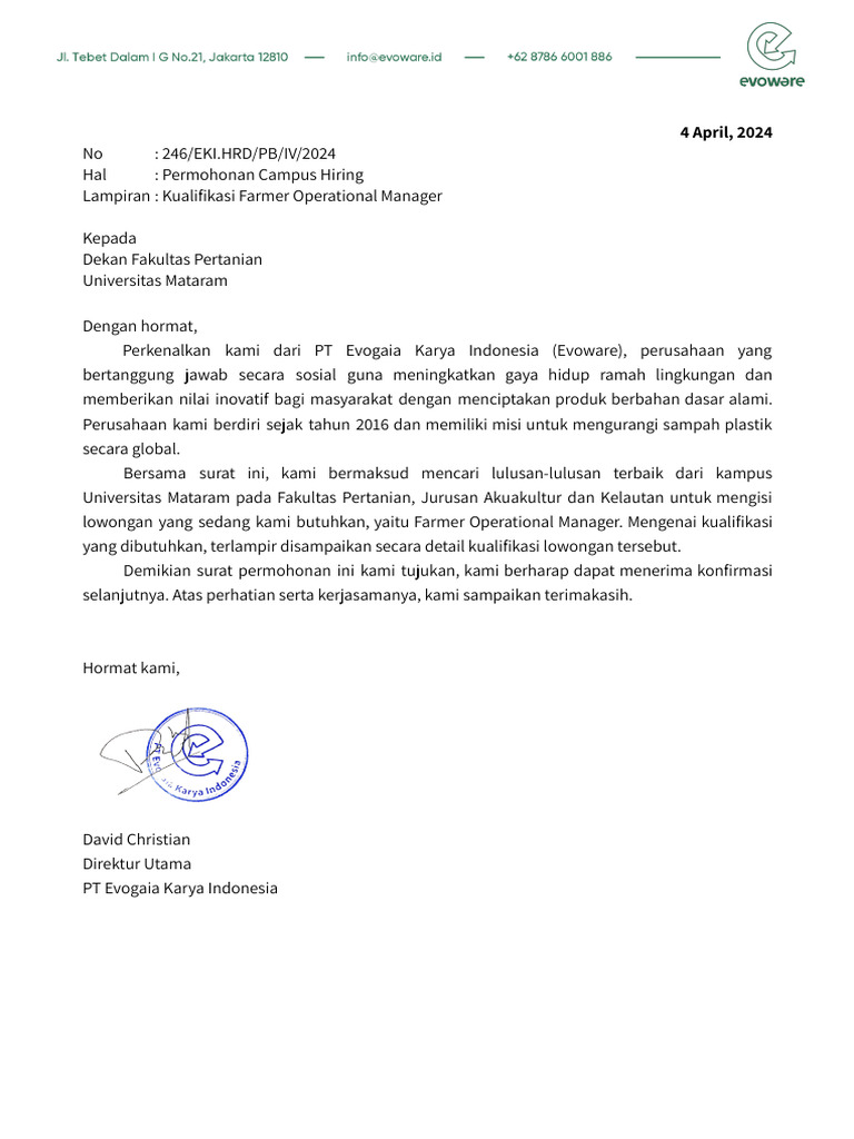 Letter To Universitas Mataram | PDF | Business