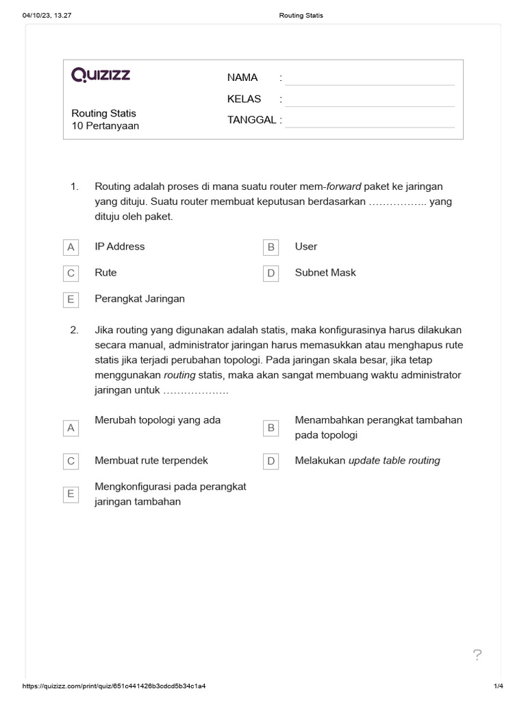 Routing Statis | PDF