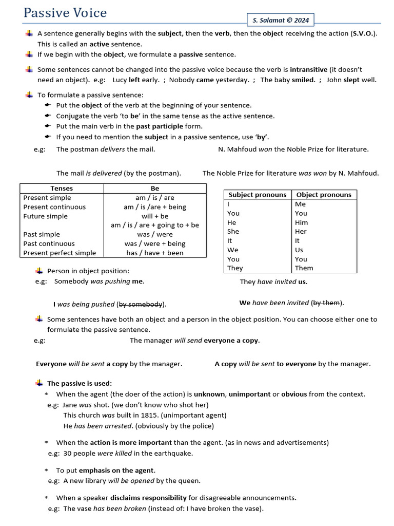 Passive Voice Lesson H | PDF | Verb | Linguistics