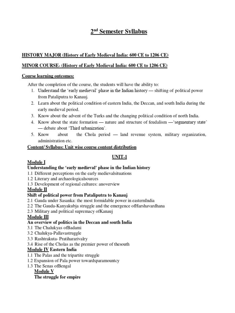 2nd Semester History Syllabus Overview | PDF | Bengal