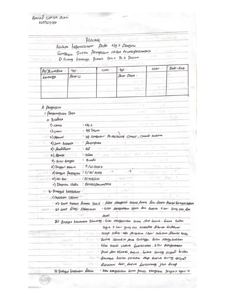 Resume Askep Pada Ny. Dengan Gangguan Sistem Pernapasan Akibat ...