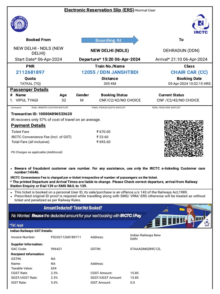 Delhi To Dheradun 6 April | PDF | Identity Document