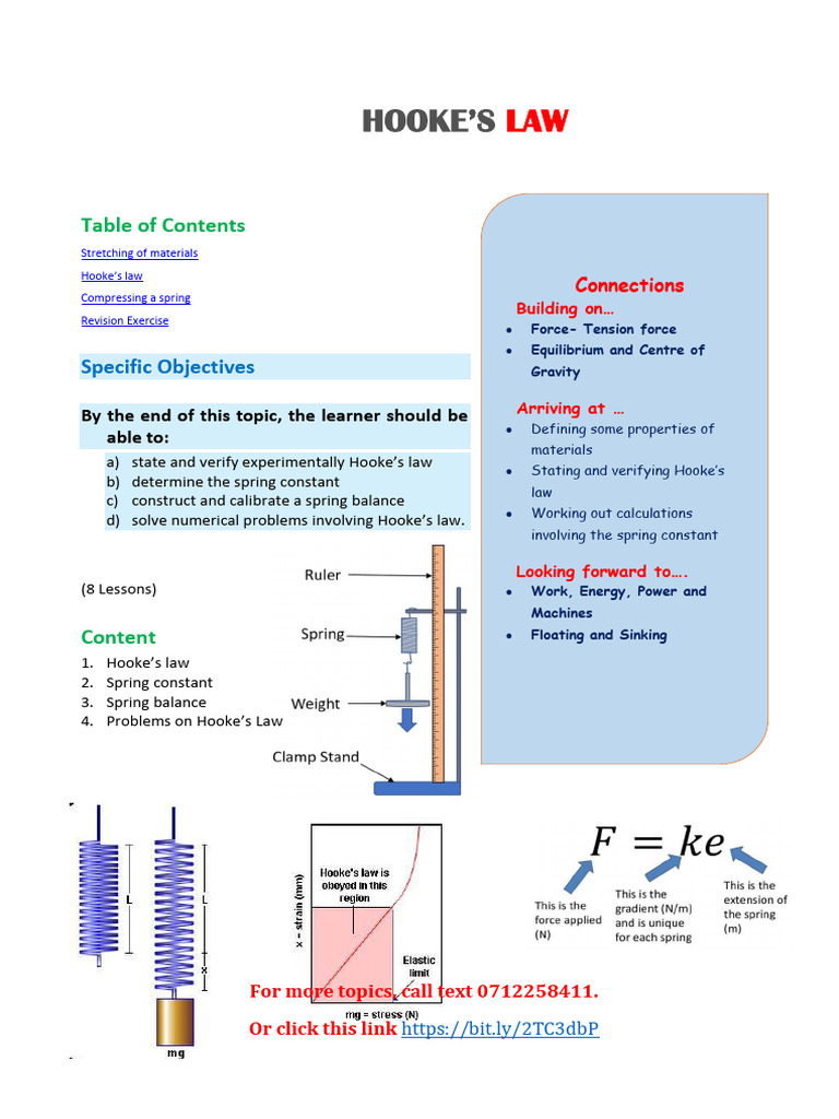 2.7 Hooke's Law | PDF | Force | Deformation (Engineering)