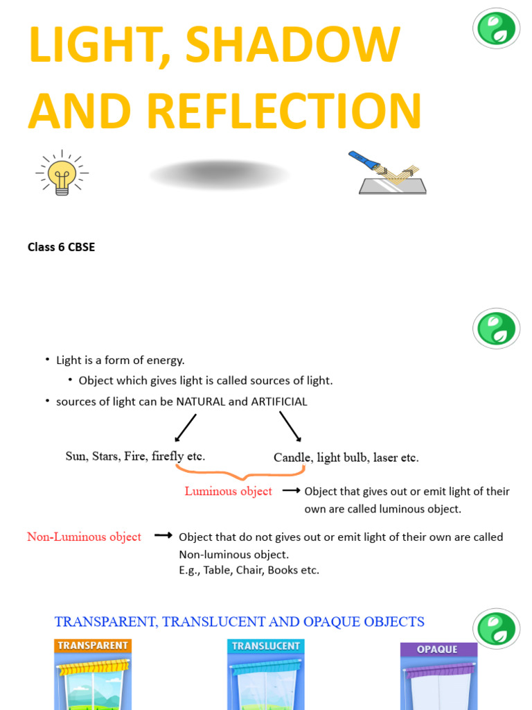 Light, Shadow & Reflection Basics | PDF | Shadow | Light