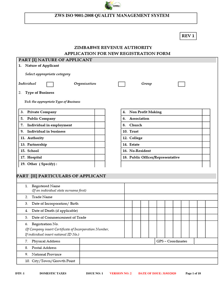 Form REV 1 - Application For New Registration Form | PDF | Taxes ...