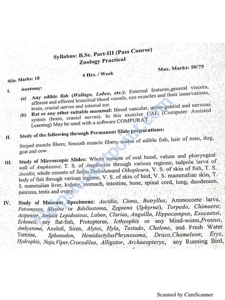 Zoology Practical B.SC LLL | PDF