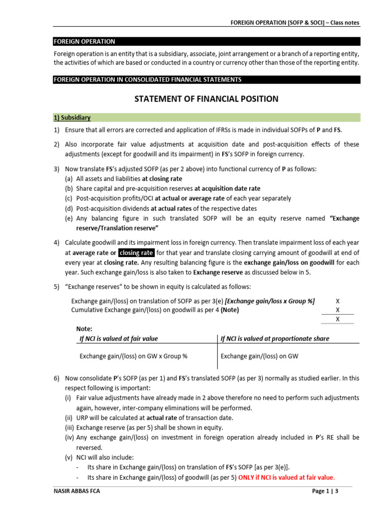 Foreign Operations - Class Notes | PDF | Goodwill (Accounting) | Equity ...