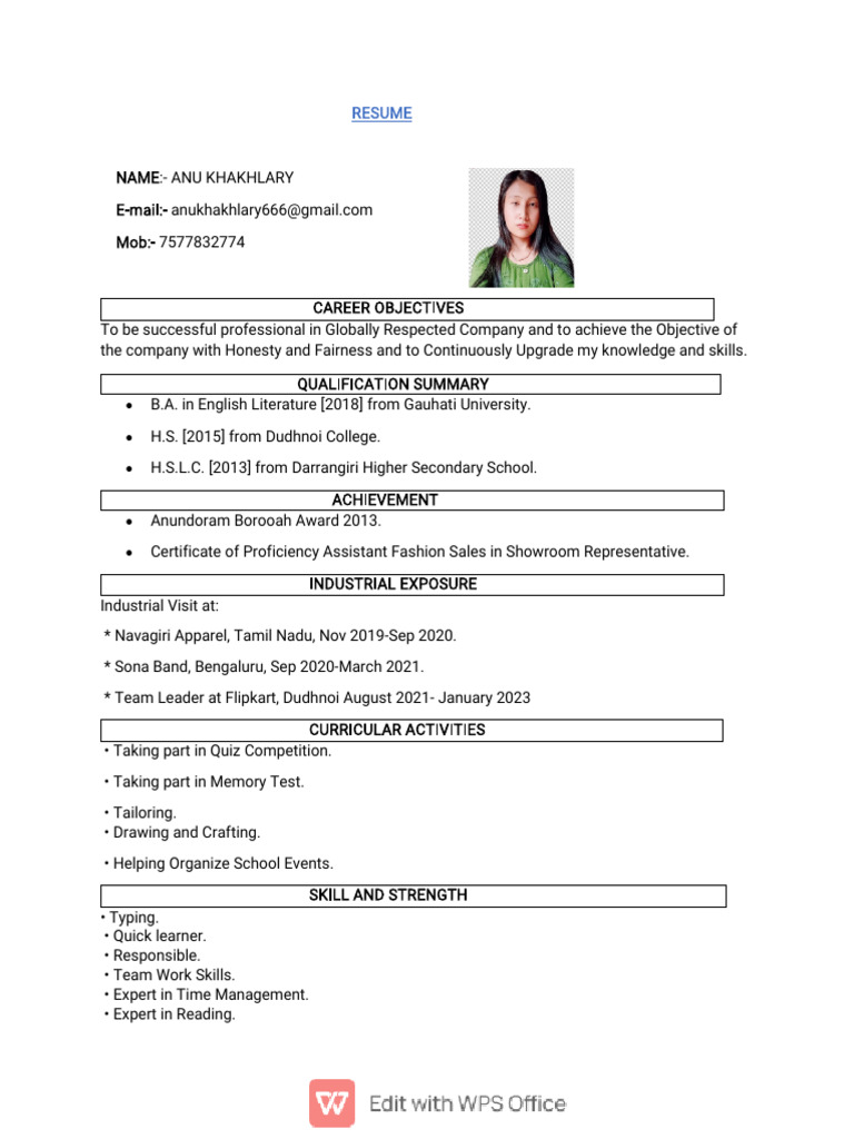 Aspiring Professional's Resume | PDF