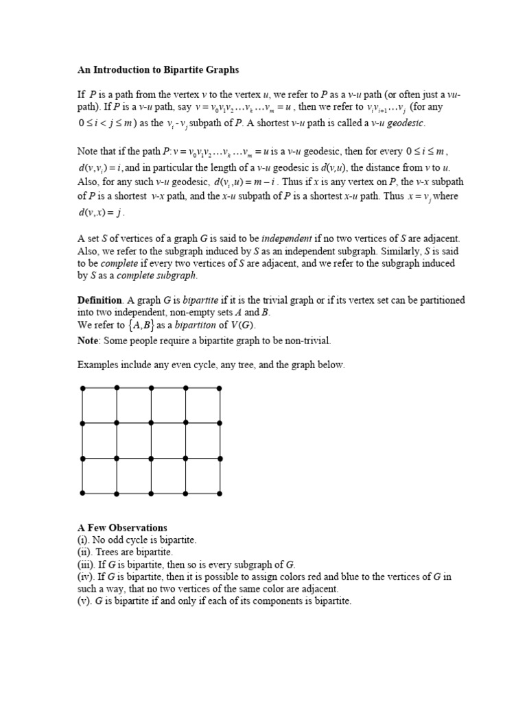 Bipartite graphs | PDF | Graph Theory | Mathematical Relations