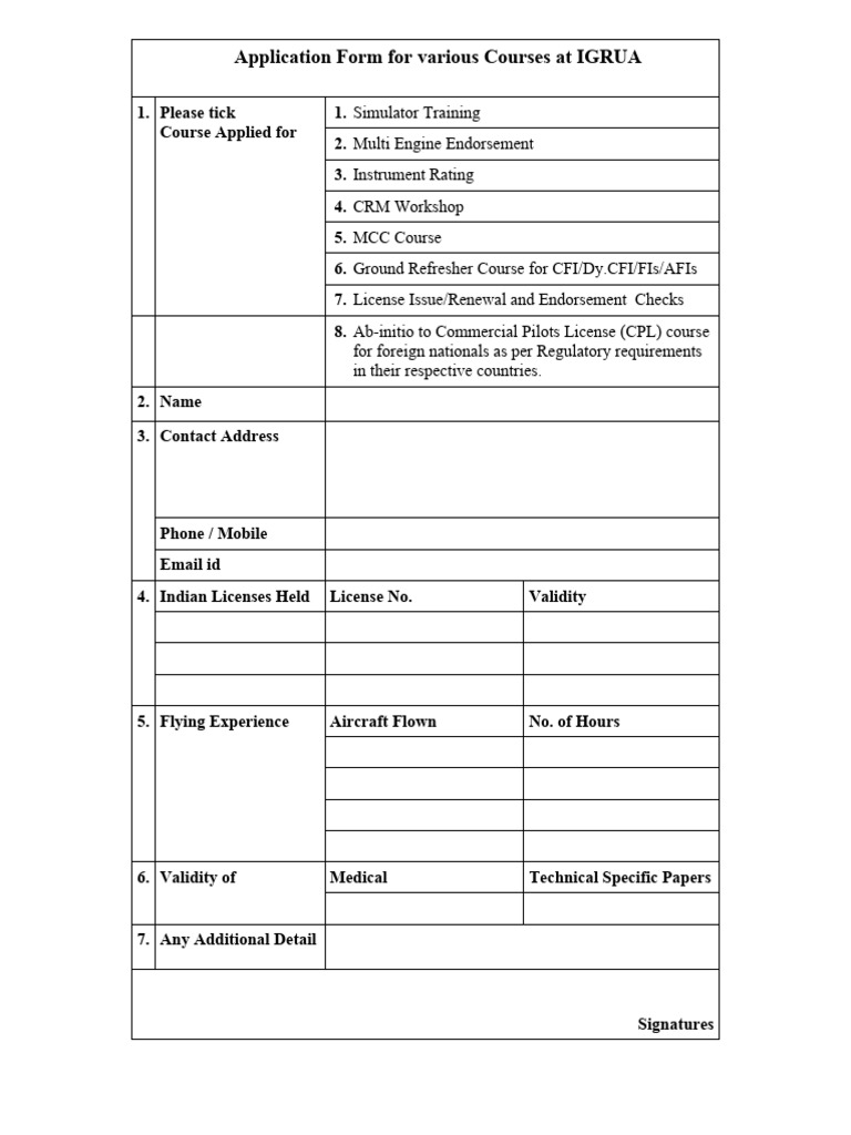 IGRUA Course Application Form | PDF