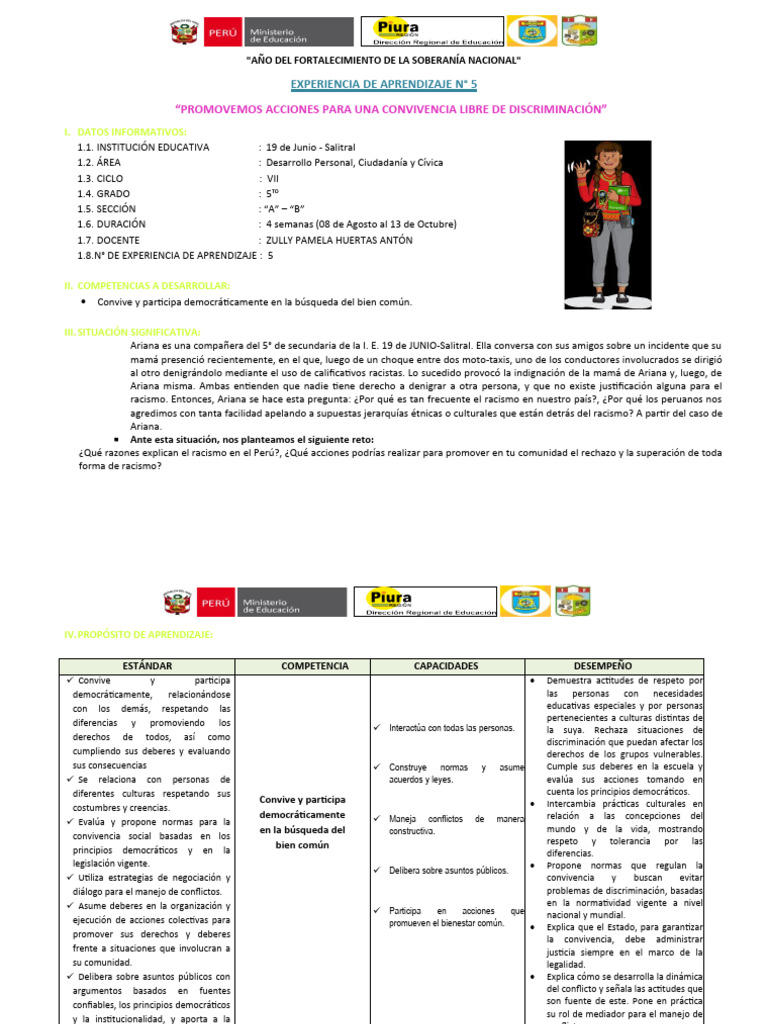 Experiencia #2 (5°) - DPCC | PDF | Derechos humanos | Democracia