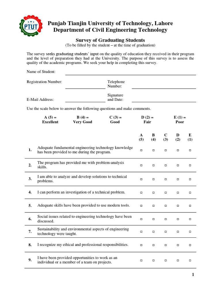CET - Exit Survey Form 1 | Download Free PDF | Engineering