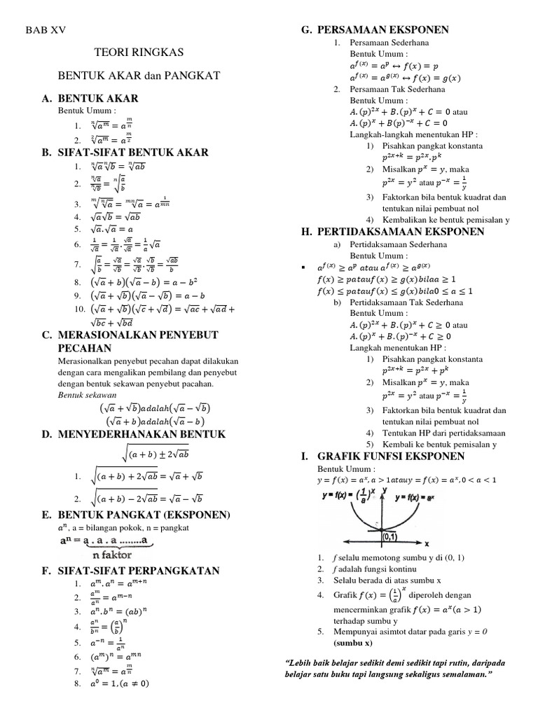 Bab XV Bentuk Akar Dan Pangkat | PDF