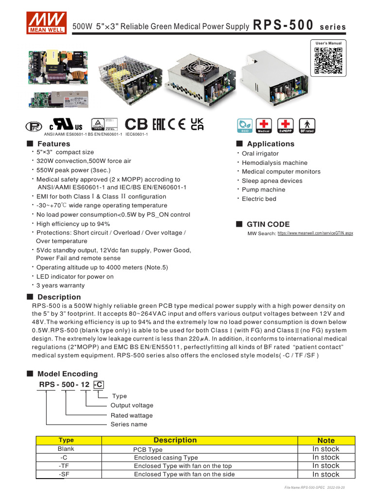RPS 500 Spec | PDF | Electromagnetic Compatibility | Rectifier
