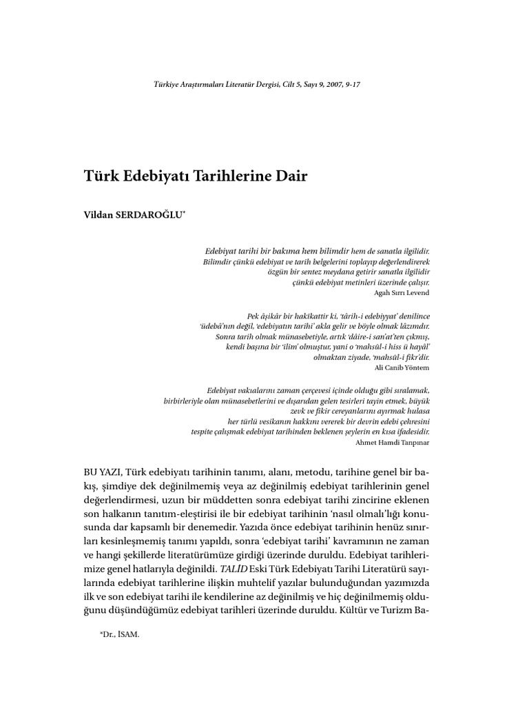 Turk Edebiyati Tarihlerine Dair | PDF Turk Edebiyati Tarihlerine Dair | PDF