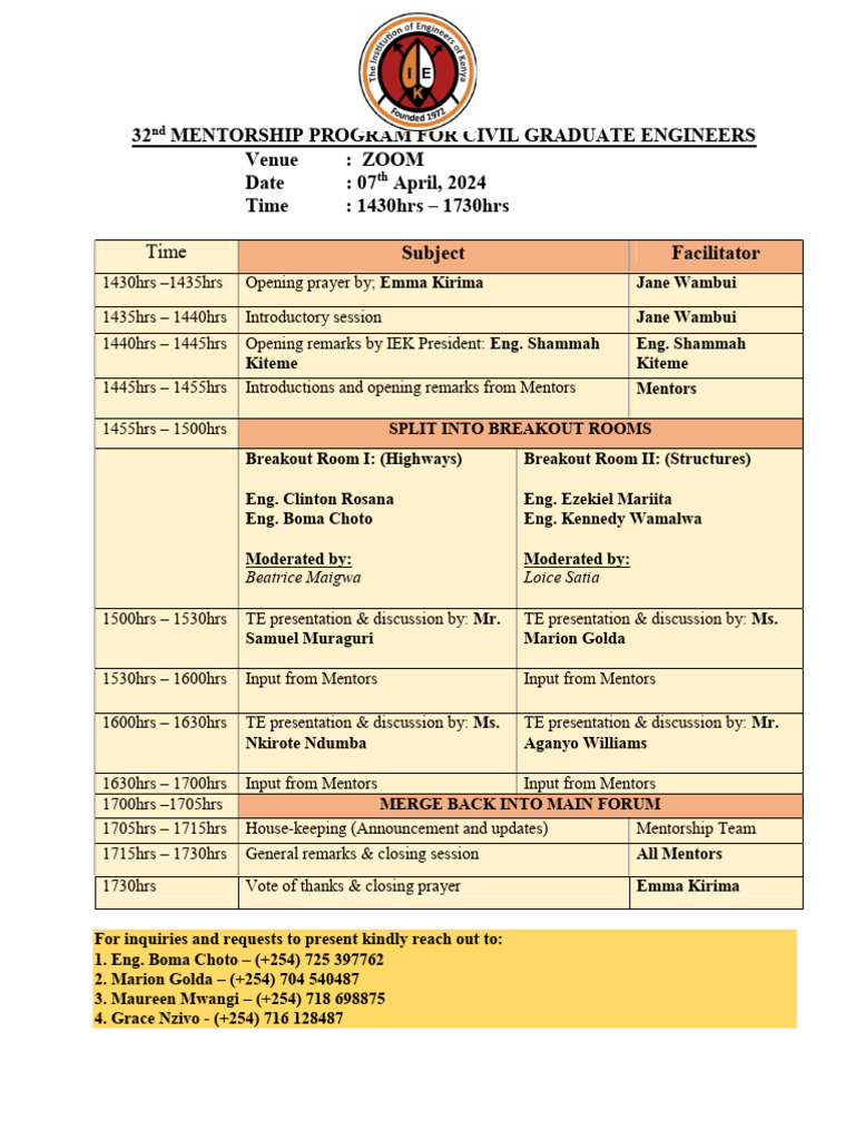 Civil Engineers Mentorship Event 2024 | PDF